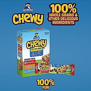 Quaker Chewy Lower Sugar Granola Bars, 3 Flavor Variety Pack, 58 Count (Pack of 1)