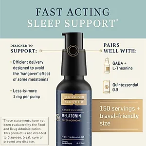 Quicksilver Scientific Liposomal Melatonin - Bedtime, Jet Lag & Immune Support Melatonin Liquid for Adults - Efficient, Superior Absorption 1mg Melatonin to Minimize Morning Drowsiness (30 ml)