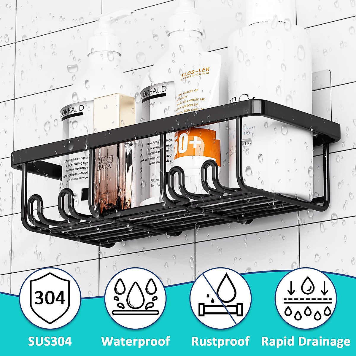 oyenbboi Shower Caddy, Shower Organizer [6-Pack], Adhesive Shower Shelves, Large Capacity Shower Rack, No Drilling Rustproof Bathroom Shower Organizer, Shower Shelf for Inside Shower