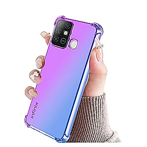 KOARWVC Case for Infinix Hot 10 Lite Case, Smart 5 X657B Case, Crystal Clear Case Gradient Slim Anti Scratch TPU Shockproof Protective Phone Cases Cover for Infinix hot 10 lite (Purple/Blue)