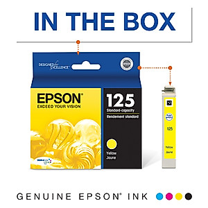 EPSON T125 DURABrite Ultra Ink Standard Capacity Yellow Cartridge (T125420) for select Epson Stylus and WorkForce Printers
