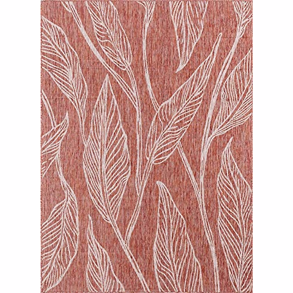 Unique Loom Outdoor Botanical Collection Area Rug - Leaf (7' 1" x 10' Rectangle, Rust Red/ Gray)