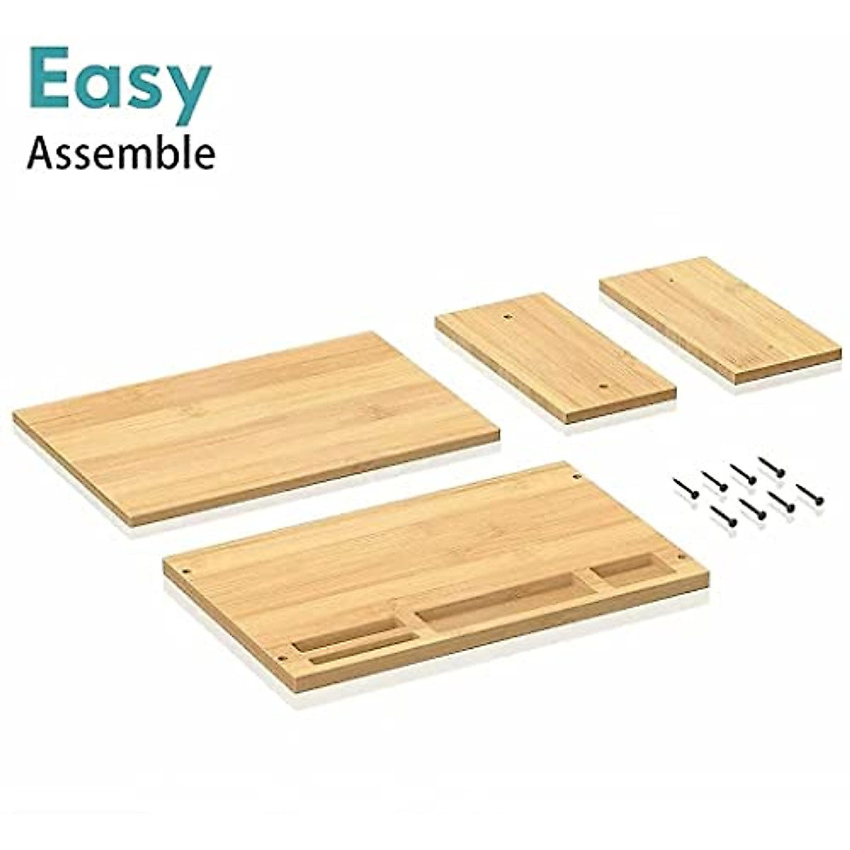 Well Weng Desk Monitor Riser Stand with Storage Organizer 2 Shelves for Computer, iMac, Printer, Laptop