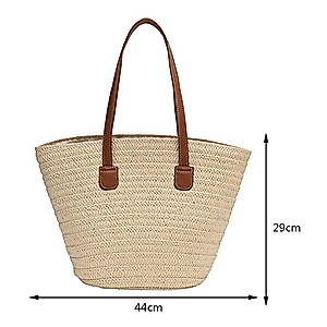 Juoxeepy Straw Bag for Women Summer Beach Bag Soft Woven Tote Bag Straw Purse Handmade Beach Bag Woven Rattan Shoulder Bag for Vacation