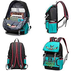 Magna Held Izuku Midoriya Backpack BNHA Backpack with Izuku Journal Notebook, Green