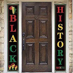 Black History Month Porch Banner African American Afro February Festival Holiday Front Door Wall Hanging Banner Decor