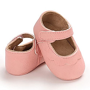 Lykmera Spring Autumn Children Baby Toddler Shoes Girls Round Toe Lightweight Comfortable Solid Hook Loop Walking Shoes (Pink, 0-6 Months)