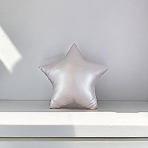 Lioong Metallic Star Pillows for Girls Kids Bedroom Playroom,Silver Leather Throw Decorative Pillow Floor Cushion Stuffed Plush Sofa Chairs Decoration