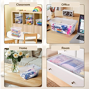 GAMENOTE Clear Plastic Storage Bins with Lids,Stackable Containers for Classroom,Toy Storage Organizer, 5 Qt 12 Pack Small Tubs,Tote Box for Kids Playroom,Sorting(12×7.2×5.1 in)