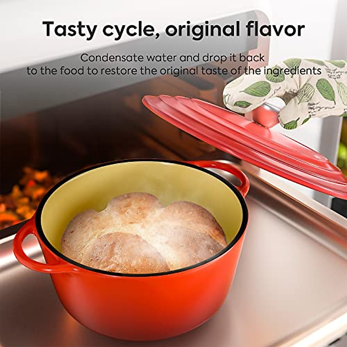 HUABANG Enameled Cast Iron Dutch Oven with Lid,Cast Iron Pot, Diameter Suitable For All Kinds of Cookware and Induction Cooker,Dishwasher,Suitable for Making Food (4.3 Quart, Cerise Round)