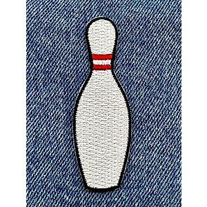 Bowling Pin Embroidered Patch Team League Uniform Iron-On Applique Sports Emblem