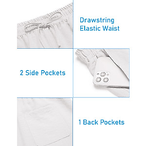 COOFANDY 2 Pieces Linen Outfits For Men White Short Sleeve Henley Shirt and Shorts Summer Beach Yoga Matching Sets