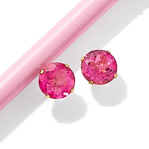 Ross-Simons 8.70 ct. t.w. Pink Topaz Stud Earrings in 14kt Yellow Gold