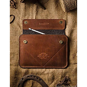 iPad Pro 12.9 inch leather case | Classic Brown, iPad Pro 11″ iPad 10.2 sleeve, Apple pencil pocket/holder handmade Crazy Horse leather, NEW 2020 iPad Air 10.9 inch tablet, cover/Crazy Horse Craft