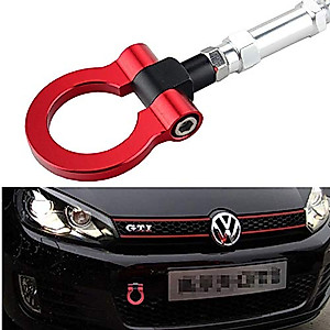 DEWHEL JDM Front Tow Hook Towing Eye Loop Bracket Ring Racing Auto Aluminum Compatible with Volkswagen Golf MK6 2010-2014 (Red-Golf GTI)