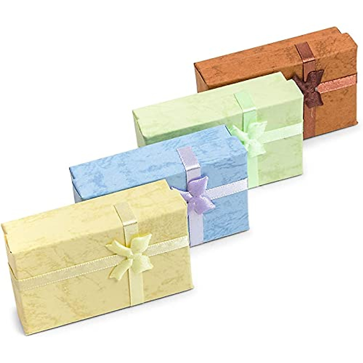 Jewelry Gift Box Set with Lids and Ribbon Bows (2 x 3 x 1 In, 4 Colors, 12 Pack)