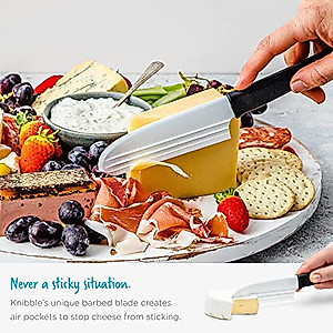 Dreamfarm Knibble Lite | Non-Stick Cheese Knife with Stainless Steel Forks | Multi-Functional Kitchen Knife with Unique Ridged Blade | Perfect for Slicing, Spreading, and Serving | Red
