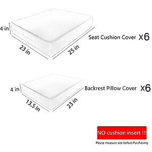 12 Pcs Outdoor Cushion Covers 23x25x4 Outdoor Patio Cushions Covers Replacement Waterproof with Zipper for Outdoor Sofa w/6 Seat Cushion Covers and 6 Backrest Pillow Covers Taupe, Covers Only