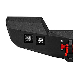 YZONA Full Width Front & Rear Bumper with Spare Tire Carrier Compatible with 2007-2018 Jeep Wrangler JK JKU Unlimited with Paintable Armor, LED Lights, License Plate Bracket, Hitch Receiver & D-rings