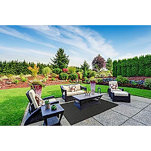 Indoor - Outdoor Area Rugs and Runners Constructed with Superior PET Fiber Made from 100% Purified Recycled Bottles. (9' x 12', Black Ice)