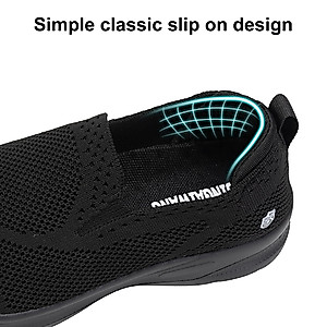 JINGAIWANG All Season Shoes Mesh Walking Breathable Comfort Slip-on Outdoor Non Slip Light Leisure Black