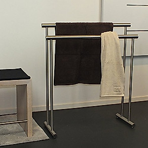 kela Free Standing Towel Rack Stand - Two Tier Organizer for Bath and Hand Towels - Sturdy by Weight - Elegant by Design - Chrome