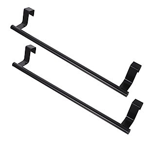 Housoutil Metal Hangers 4 Pcs Door Towel Rack Kitchen Cabinet Paper Towel Holder Individual Stainless Steel Black Hand Towels