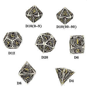 Pure Copper Hollow Metal Dice Set DND dice Dungeons and Dragon d&d polyhedral dice RPG dice with Role Playing Games dice Metal Box