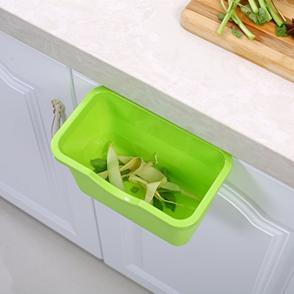 shlutesoy Multi-Function Kitchen Cabinet Door Plastic Basket Hanging Trash Can Waste Bin Garbage Bowl Box