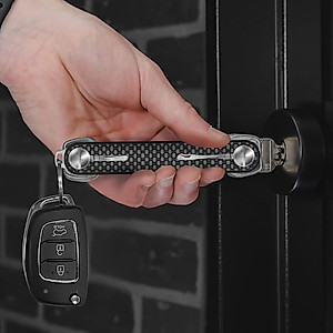 UEDGER Key Organizer Compact Keychain Holder, Minimalist EDC Key Chain with Pocket Clip, Slim Carbon Fiber Smart Key Case, Gift for Father Men Women, Holds 10 Keys and Car Key Fob