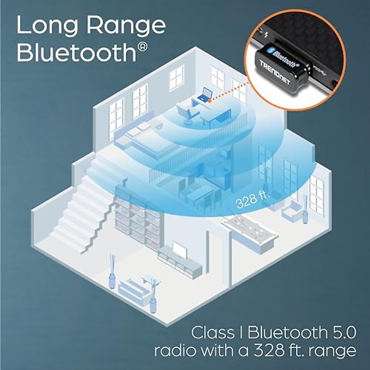 TRENDnet Micro Bluetooth 5.0 USB Adapter, Supports Basic Rate(BR), Bluetooth Low Energy(BLE), Enhanced Data Rate(EDR), 100m (328ft.) Range, Supports Windows OS, Black, TBW-110UB (Pack of 1)