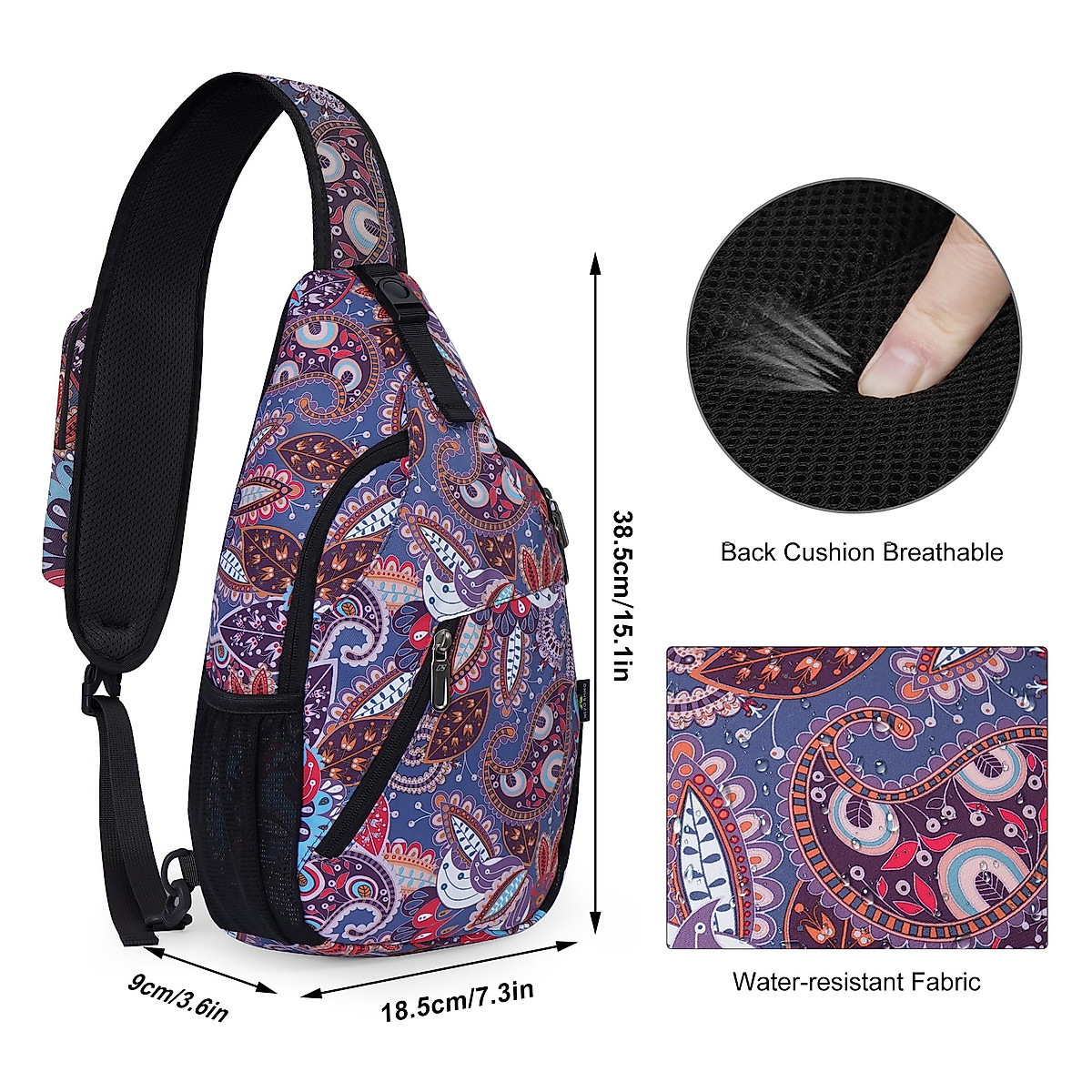 N NEVO RHINO Sling Backpack Multipurpose Crossbody Bag Sling Bag Daypack for Travel Hiking Sports (Ethnic style2)