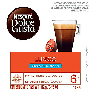 Nescafe Dolce Gusto Coffee Pods, Lungo Decaffeinato, 16 capsules, Pack of 3