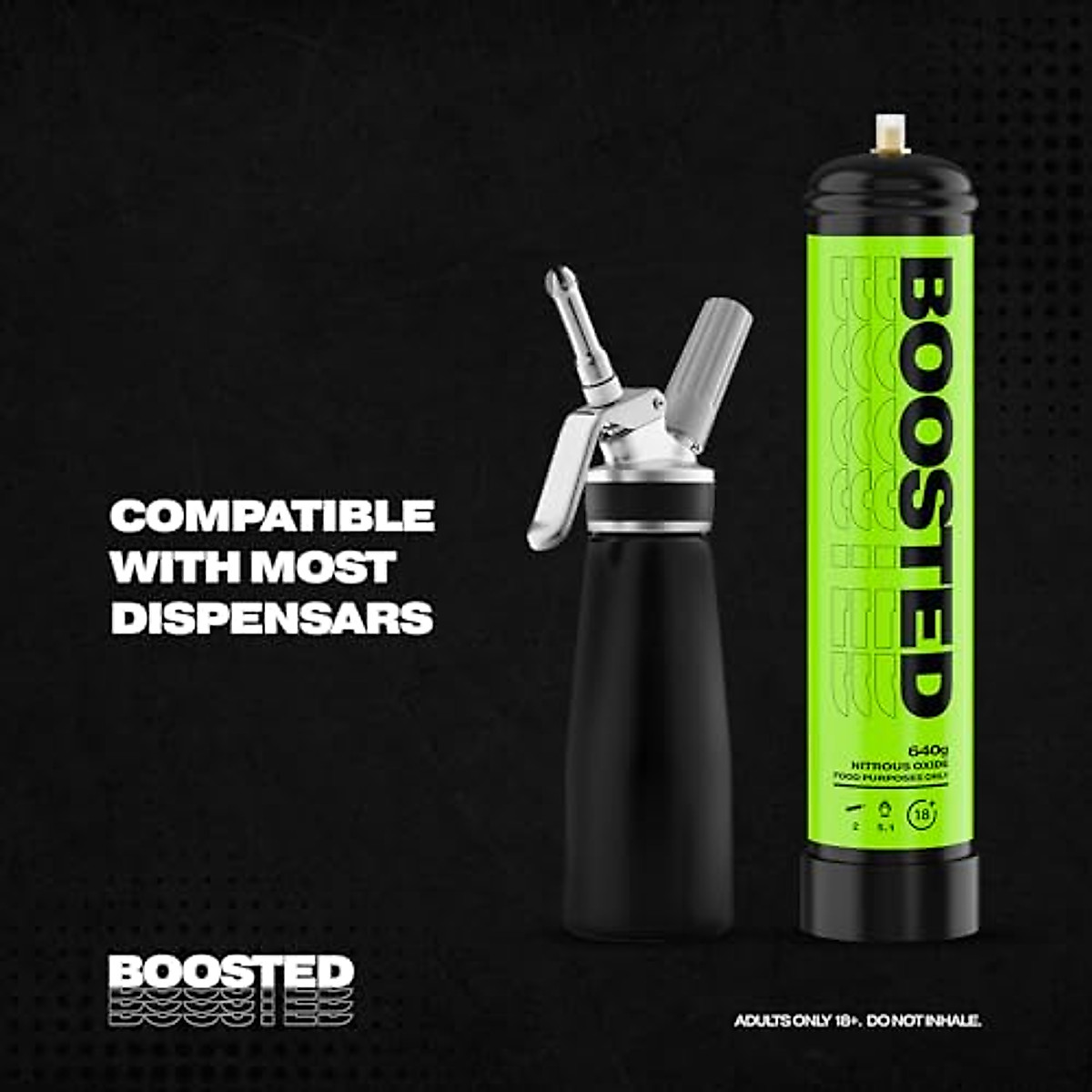 Boosted Premium Whipped Cream Charger 640g 1.1L - Food Grade Nitrous Oxide Tank Pure Flavored N2O Chargers - for Any Standard Whipping Cream Dispenser – (1 Cylinder)