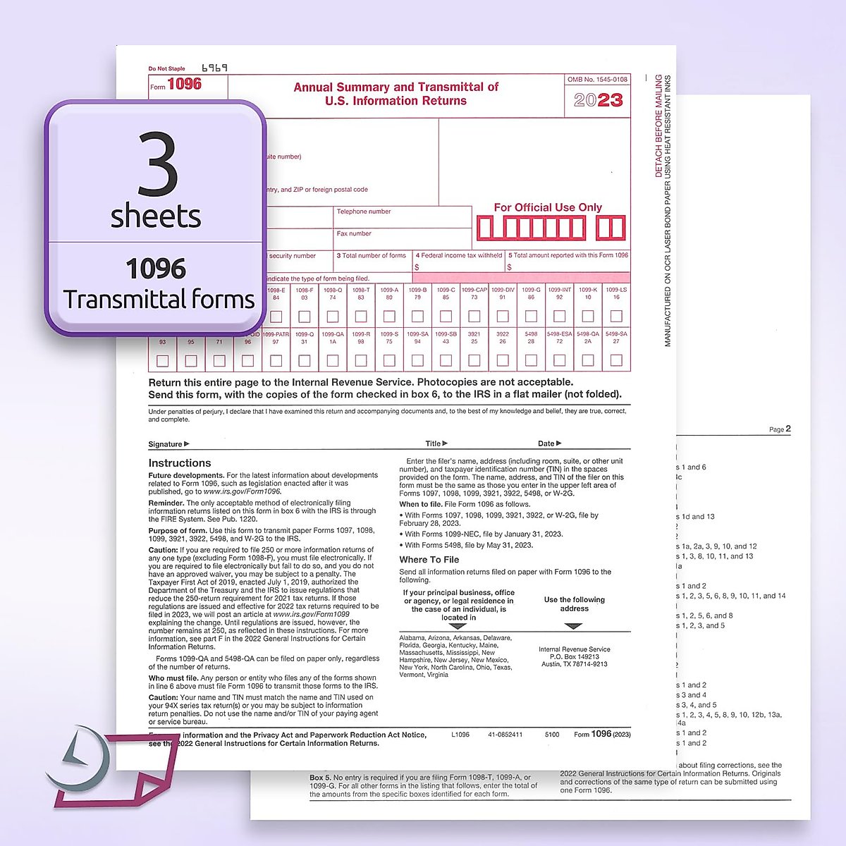 NextDayLabels 1099 MISC Forms for 2023, 4-Part Tax Forms, Vendor Kit of 25 Laser Forms and 25 Self-Seal Envelopes, Forms Designed for QuickBooks and Other Accounting Software