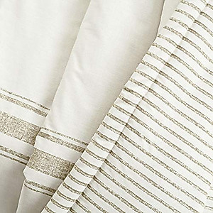 Lush Decor Farmhouse Stripe Reversible Throw, Single, 50" W x 60" L, Neutral - Classic Modern Rustic Charm - Cozy Soft Single Pinstripe Print Blanket