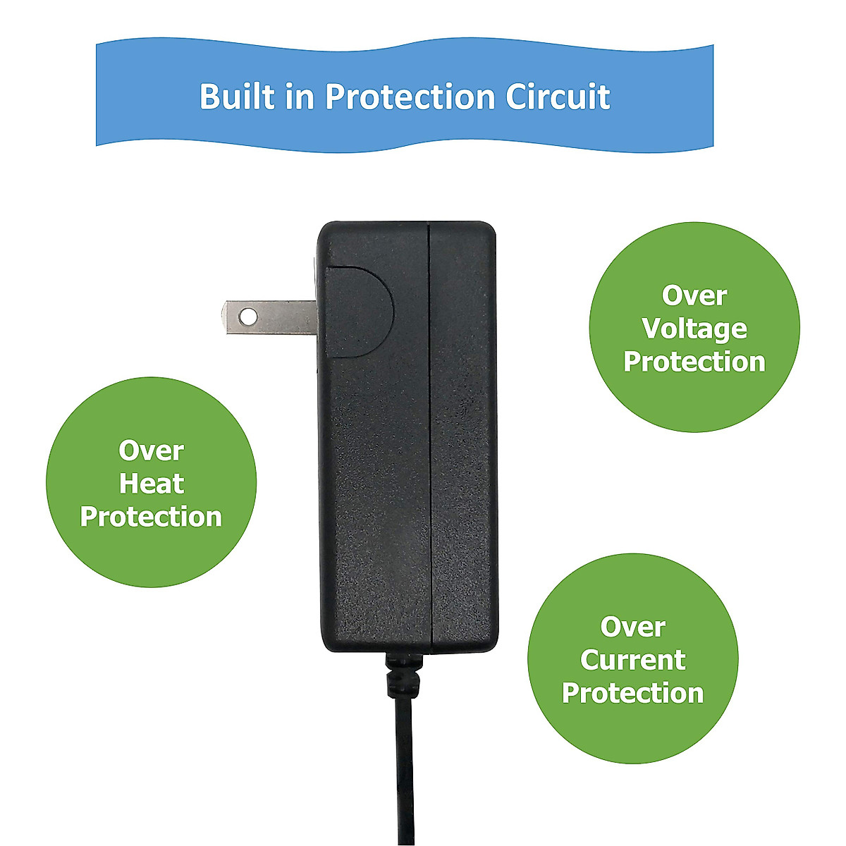 Excelity AC to DC 15V/2A Wall Charger Power Supply Adapter with 5.5 x 2.1mm Tips
