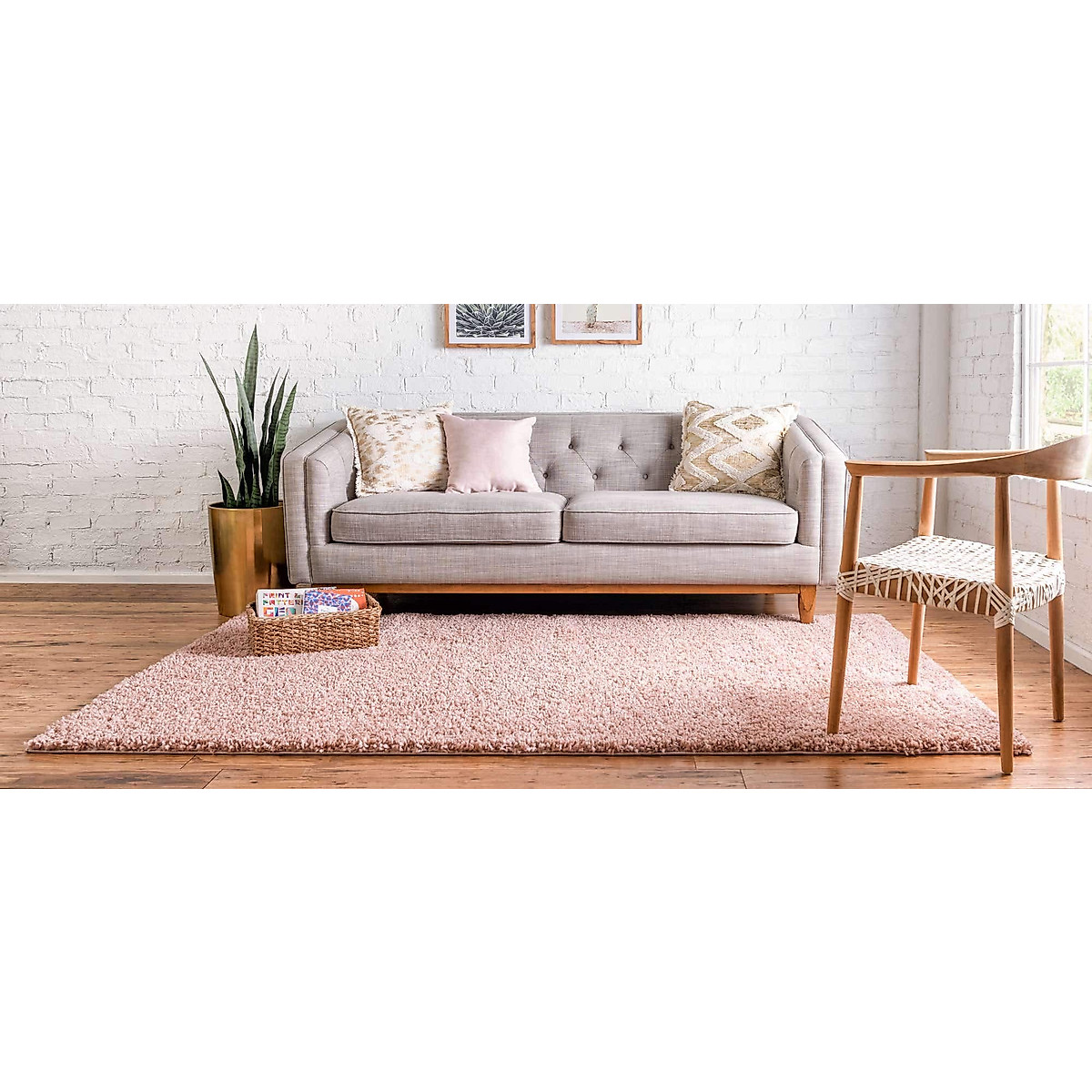 Unique Loom Davos Shag Collection Area Rug - Solid (3' 3" x 5' 3" Rectangle, Dusty Rose)