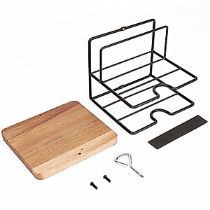 Livabber Napkin Holder, Metal Napkin Holder with Salt and Pepper Shakers Caddy Modern Napkin Dispenser for Table Kitchen Countertop, Not Including Salt and Pepper Shakers (Middle Wooden, Black)