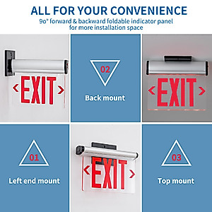 TANLUX Red Exit Signs for Business, LED Edge Lit Exit Sign, UL 924, Hardwired Emergency Exit Lights with Battery Backup, Aluminum Housing with Rotating Acrylic Clear Panel, AC 120/277V, 1 Pack