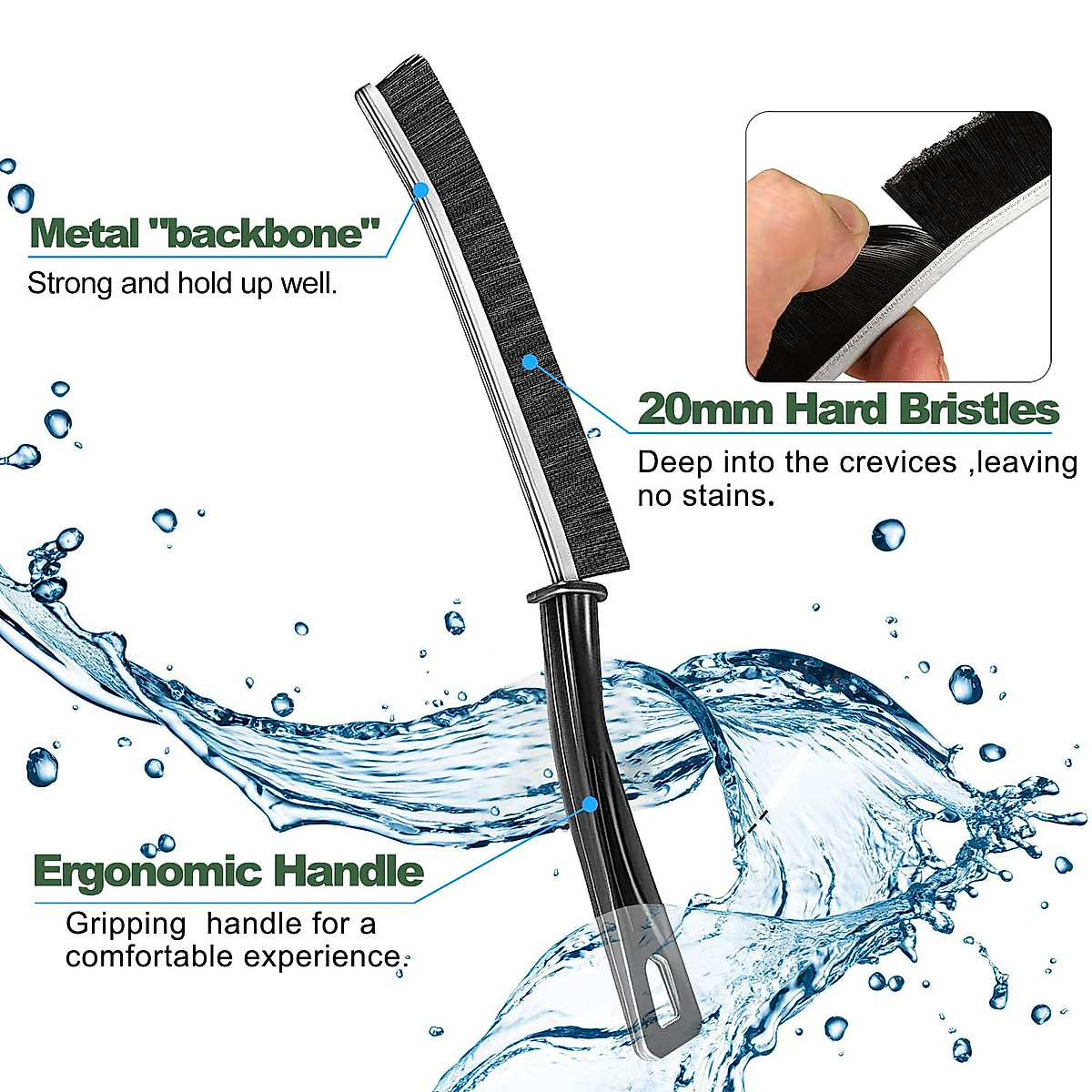Hard Bristle Crevice Cleaning Brush, Crevice Cleaning Brush | Extra Strong & Long| Gap Cleaning Brush, Hard-Bristled Brush Set, Hand Bristled Stiff Bristle Cleaning Brush with Long Handle（4 pcs）