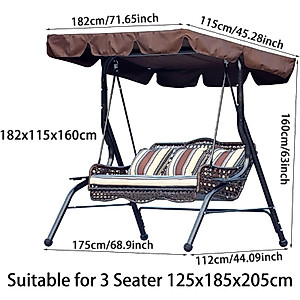 Patio Swing Mosquito Netting, Mosquito Mesh Screen, Outdoor Rectangle with Zipper Opening and roof Waterproof Tent(3 Seater 125x185x205cm)