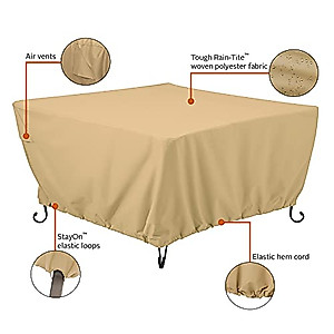 Classic Accessories Terrazzo Water-Resistant 42 Inch Square Fire Pit Table Cover