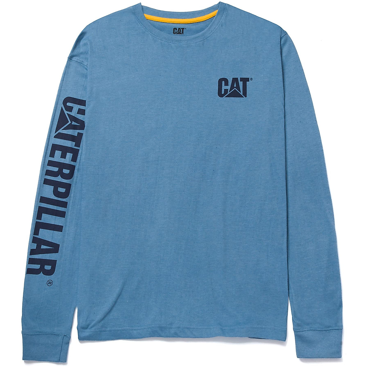 Caterpillar Men's Trademark Banner Long Sleeve Tee Shirts with Center Back Neck Wire Management Loop and CAT Logo, Real Teal Heather, X-Large