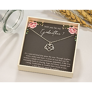 RareLove Godmother Proposal Gift,Gift for Godmother from Godson,Godmother & Godson Necklace 925 Sterling Silver Tiny Infinity Heart Necklaces for Women,Gifts for Godmother