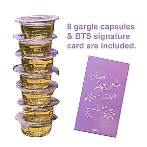 BT21 Hoo Mouthwash, Single Size Mouthwash for Fresh Breath on The go. Airline Friendly Liquid Travel Portable Oral Care Mouthwash, Alcohol Free for Work Smokers, 8 Cups/Set, Autograph Included