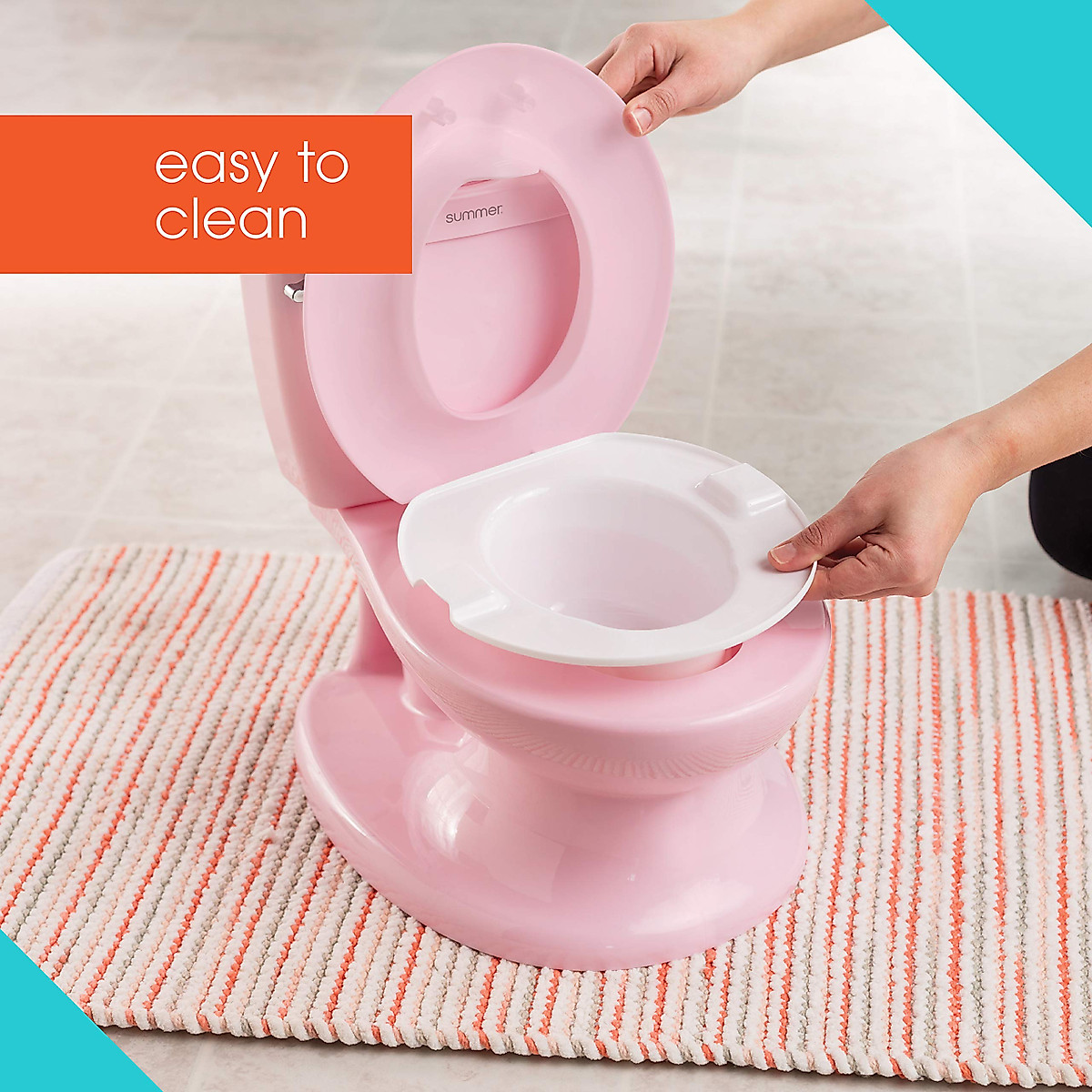 Summer My Size Potty, Pink Realistic Potty Training Toilet Looks and Feels Like an Adult Toilet Easy to Empty and Clean, 1 Count (Pack of 1)