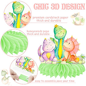 12pcs Dinosaur Party Honeycomb Centerpieces Dinosaur Baby Shower Decorations Dinosaur Themed Table Decorations for Dinosaur Themed Birthday Party Baby Shower Supplies