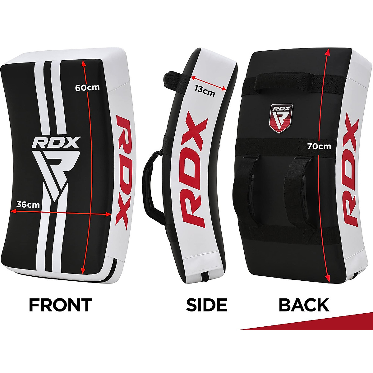 RDX Kick Shield Muay Thai Kickboxing, 60CM Large Heavy Curved Kicking Striking Body Pad, Punching Foot Target MMA Boxing Training, 3 Padded Handles, Martial Arts Karate TKD Taekwondo (ONE PAD ONLY)