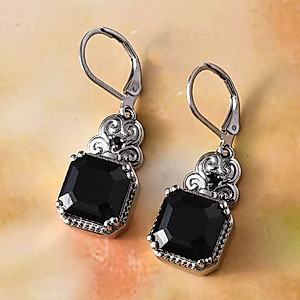 SHOP LC Black Tourmaline & Spinel Dangle Earrings for Women Jewelry Birthstone Jewelry Stainless Steel Lever Back Gifts for Women Ct 7.13 (10x10 MM) Birthday Gifts